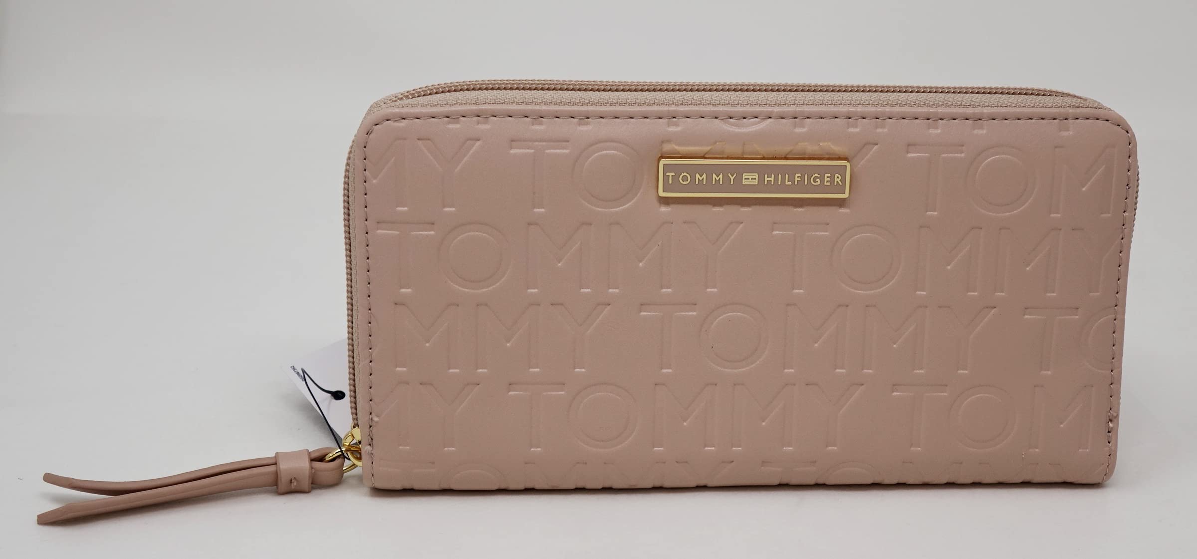 Tommy Hilfiger Women's Blush Pink Logo Debossed Zip Around Wallet Clutch Bag
