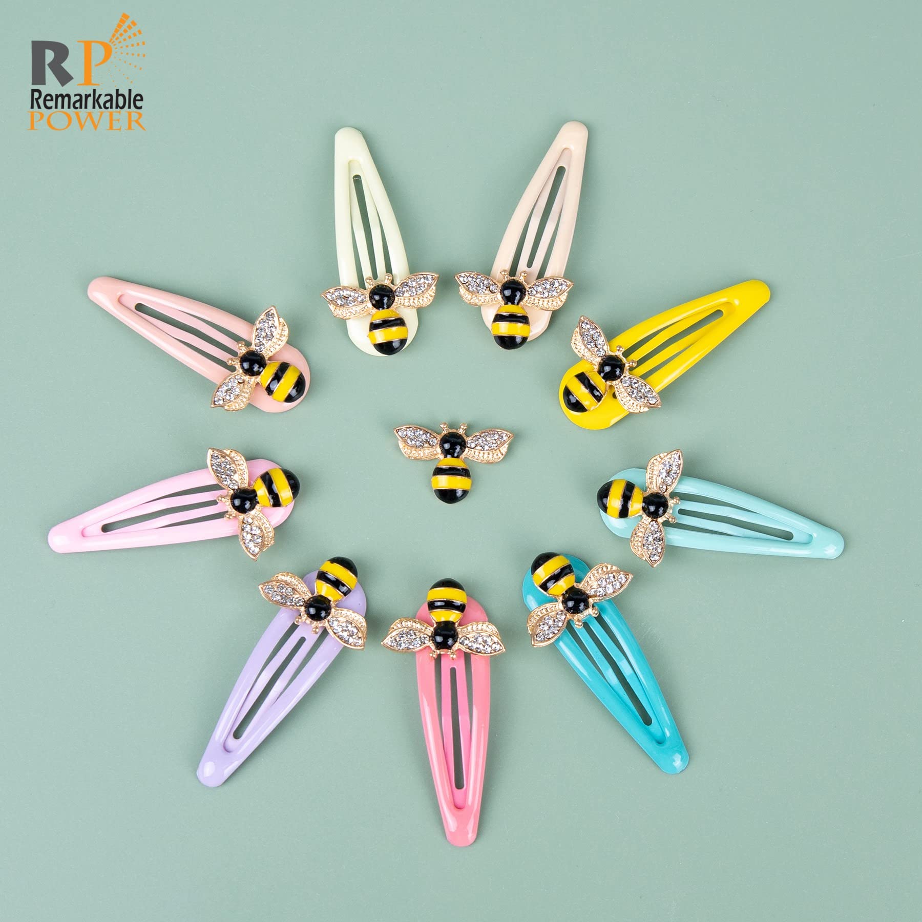 RP Remarkable Power, 40 Pack Bee Charm Pendants with Rhinestone Alloy Honeycomb Charms for DIY Jewelry Making