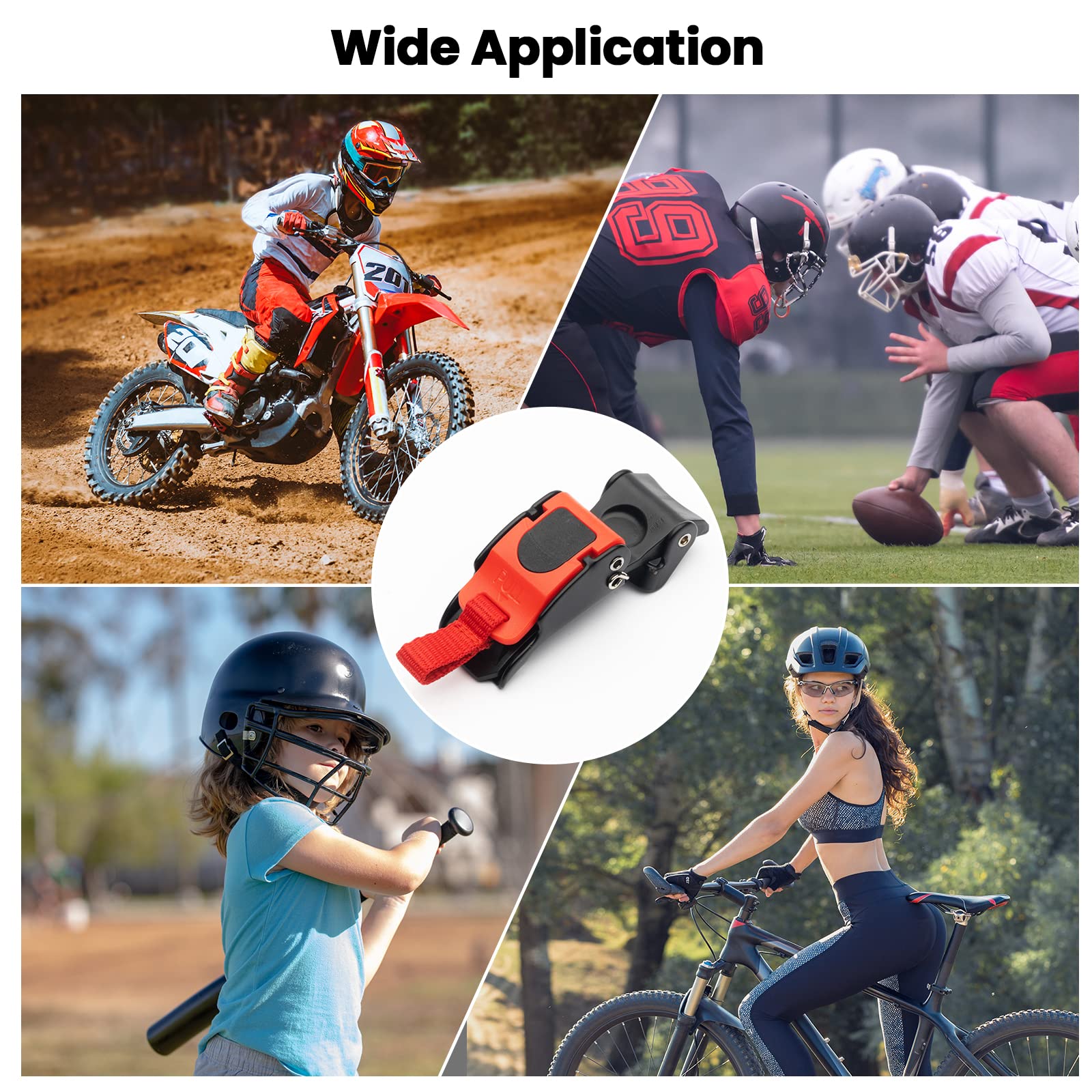 RMISODO 4 Pieces Motorcycle Helmet Buckles Clip Plastic Motor Bike Speed Chin Strap Quick Release Buckle Chin Strap Replacement Buckles Button Pull Buckles for Crash Helmet