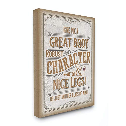 Stupell Industries Body Wine Sign Funny Word, Design by Artist Retrorocket Studio Wall Art, 16 x 20, Canvas