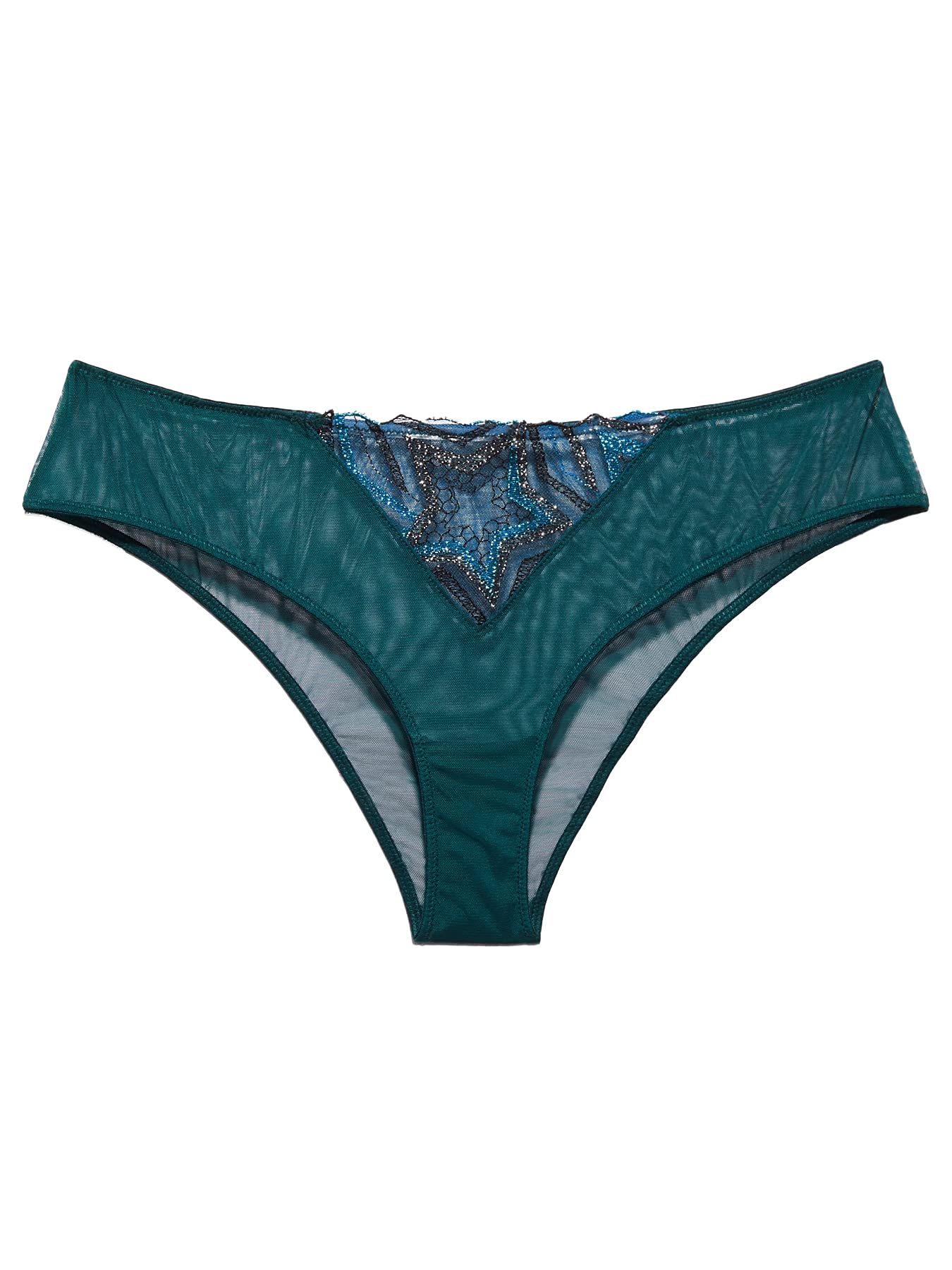 Savage X Fenty, Women's, Shining Star Embroidered Cheeky, Wildflower Blue Starstruck Embroidery, M