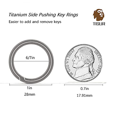 TISUR Titanium keyring for keychain, Side Pushing Key Rings Kit, Wisely Group Your Key(4M)