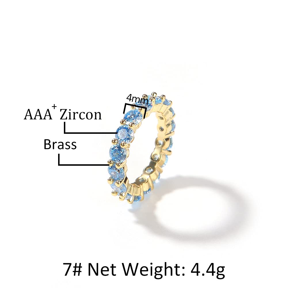 TKMIRA 14K Gold Plated Rings Cubic Zirconia Eternity Bands Rings Stackable Engagement Rings for Women (silver, 6)