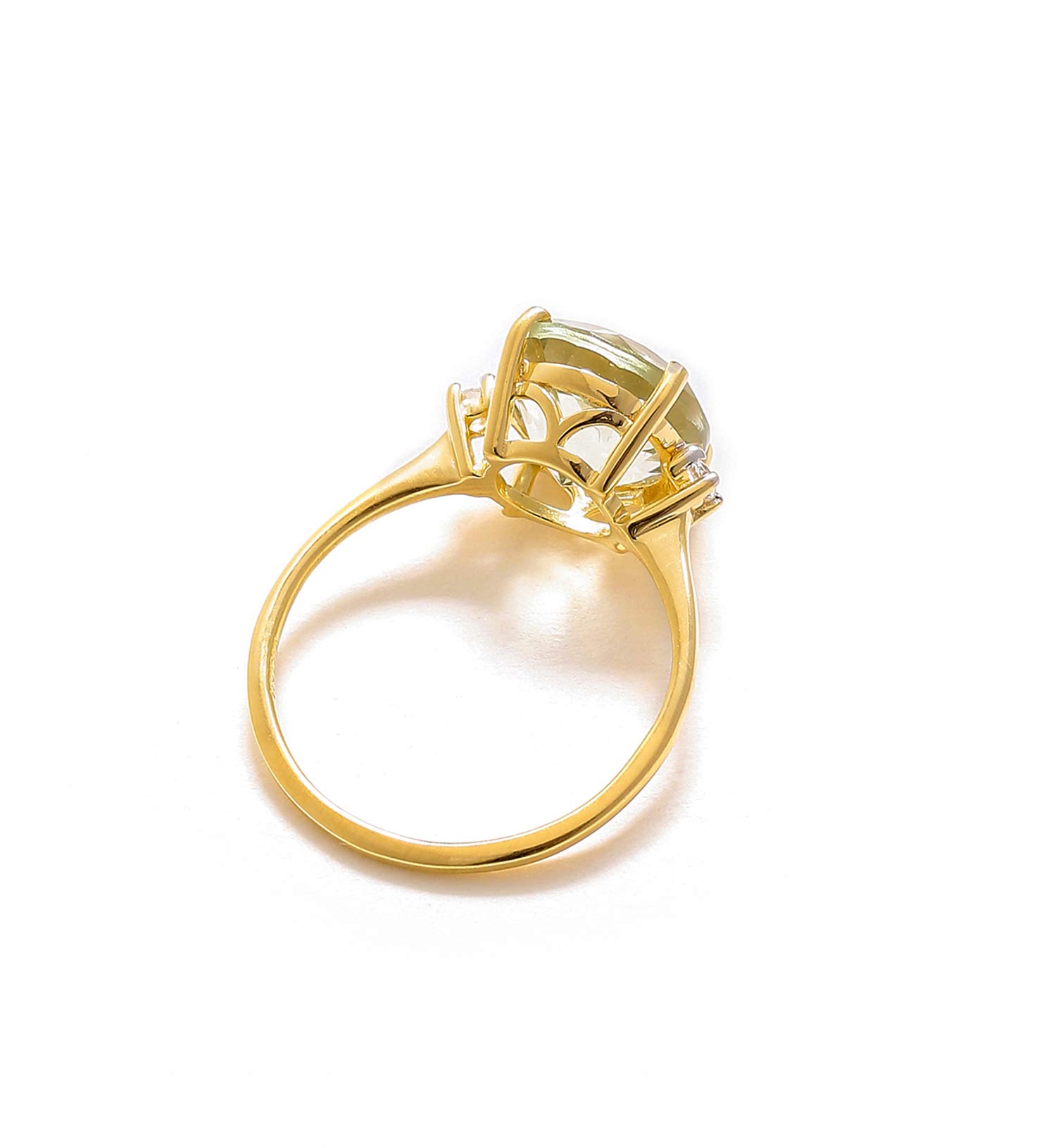 YoTreasure 3.10 Ct Green Amethyst Solid 14k Yellow Gold Ring Jewelry