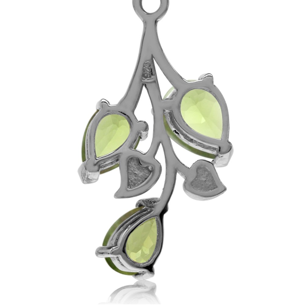 Silvershake 2.76ct. Natural Green Peridot 925 Sterling Silver Leaf Pendant with 18 Inch Chain Necklace