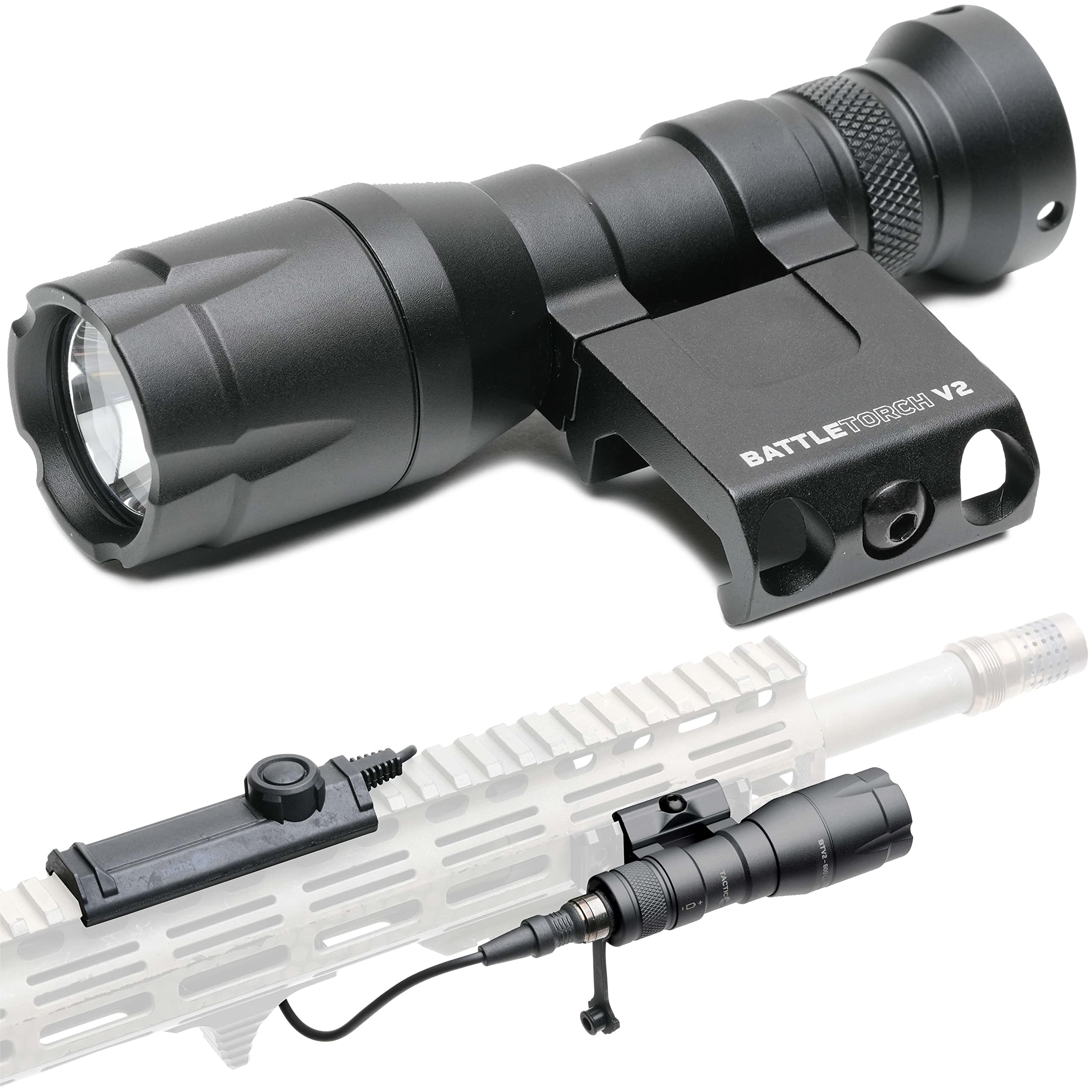 Tacticon Battletorch V2 | Rifle Mounted Miniature Flashlight| Combat Veteran Owned Company | Inline and Offset Picatinny Mount | Tactical Gun Mini Light
