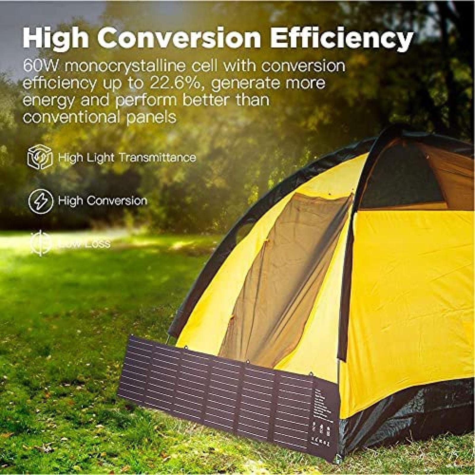 Solar Panel Solar Panel 60W 18V Foldable Solar Panel System Kit Portable Solar Power Bank Charger with 2 Dc and 2 Output High Efficiency