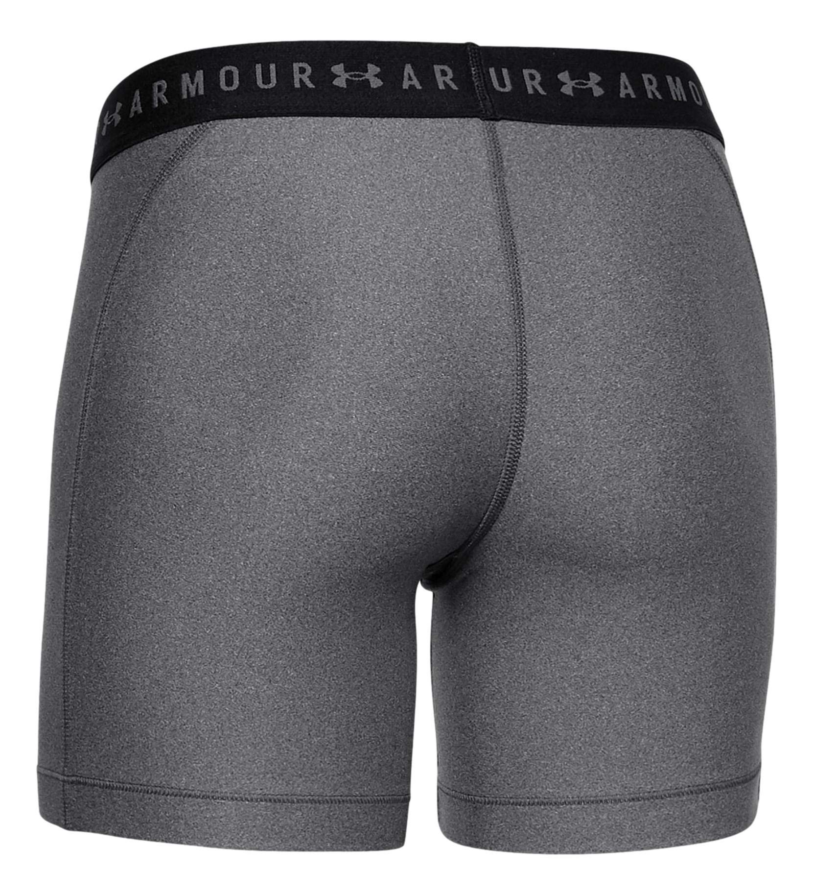 Under Armour Women's HeatGear Middy Shorts (Charcoal Light Heather/Metallic Silver, Small)