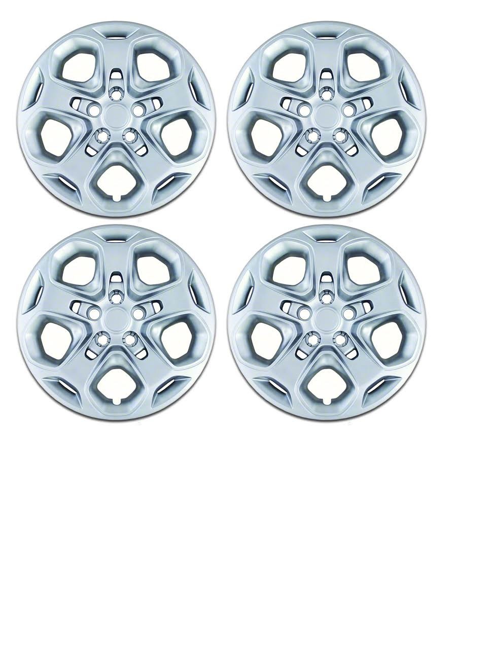Set of 4 Silver 17 Inch Ford Fusion 5 Spoke Hubcap Wheel Covers w/ Push On Retention System - Aftermarket: IWC457/17S