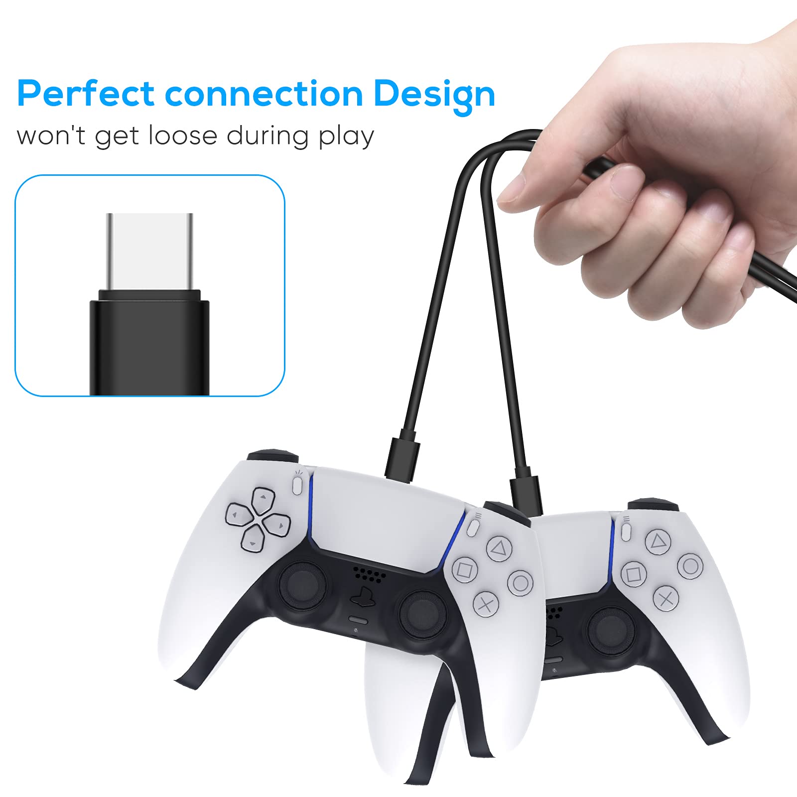 YUANHOT Y-Splitter USB C Charger Cable Compatible with PS5 Controller, 10FT (3M) Fast Charging USB A to Split USB Type C Cable Compatible with Xbox Series X/S and More
