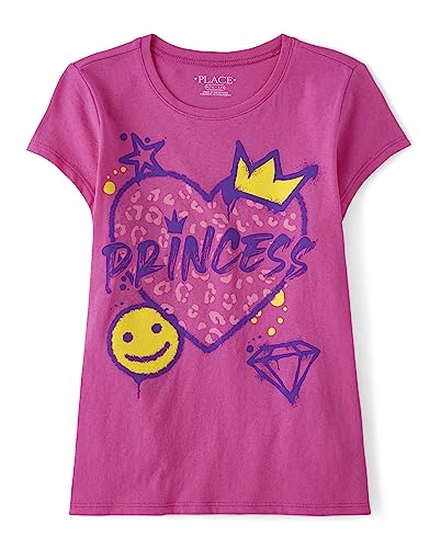 The Children's Place Girls' Short Sleeve Graphic T-Shirt, Pink Princess, Medium