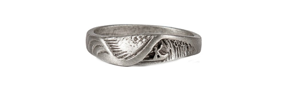Strickly Boarding Company Ocean Surfer Getting Tubed Womens Lead-Free Pewter Wet Dreams Wave Ring (7)