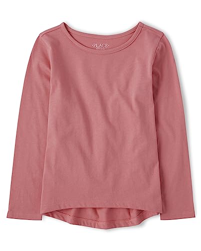 The Children's Place Girls' Single Long Sleeve Basic Layering T-Shirt, Lotus Flower, Medium
