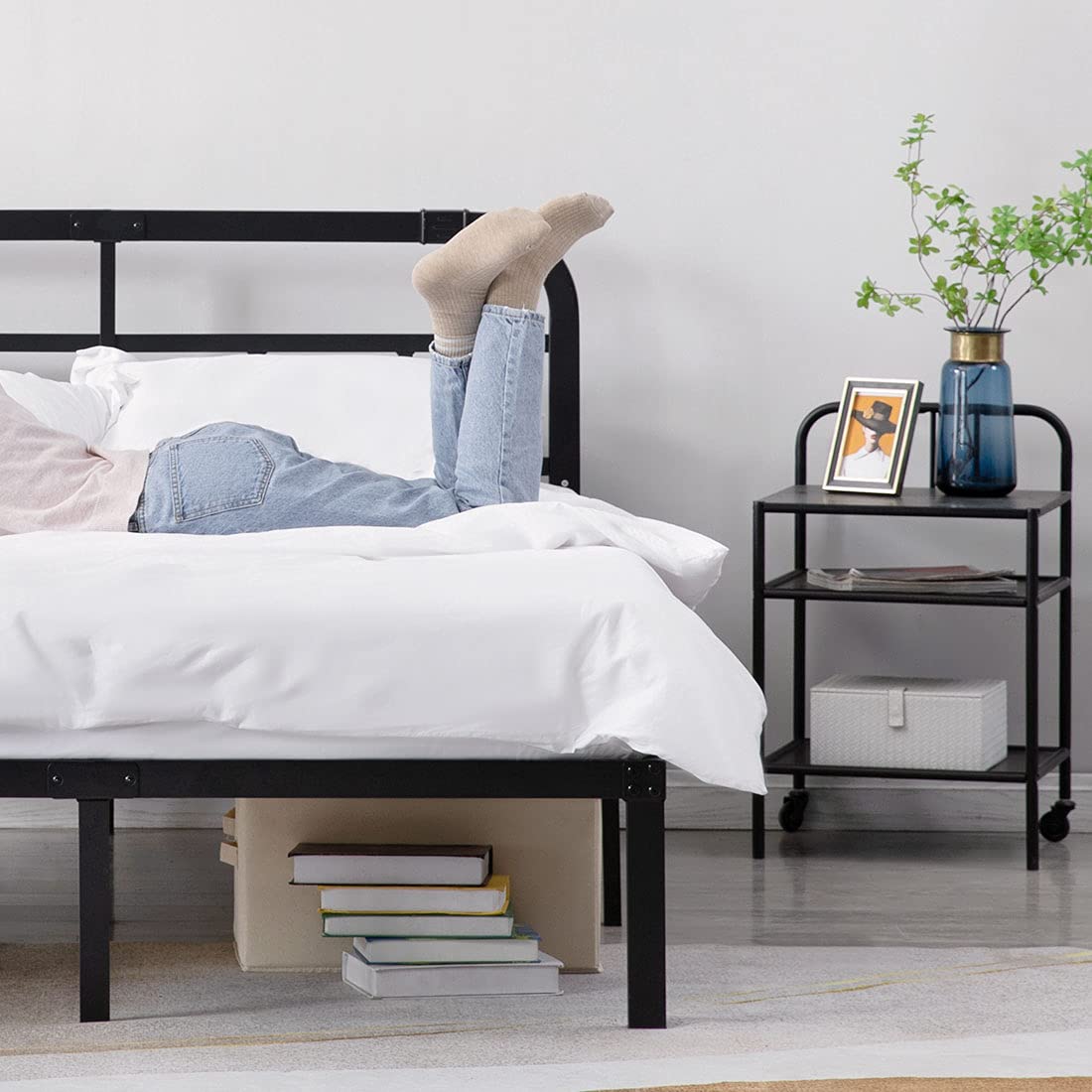 TATAGO 14 Inch King Bed Frame with Headboard, Heavy Duty Metal Platform Mattress Foundation, 3500lbs Max Weight Capacity, No Noise and No Box Spring Needed