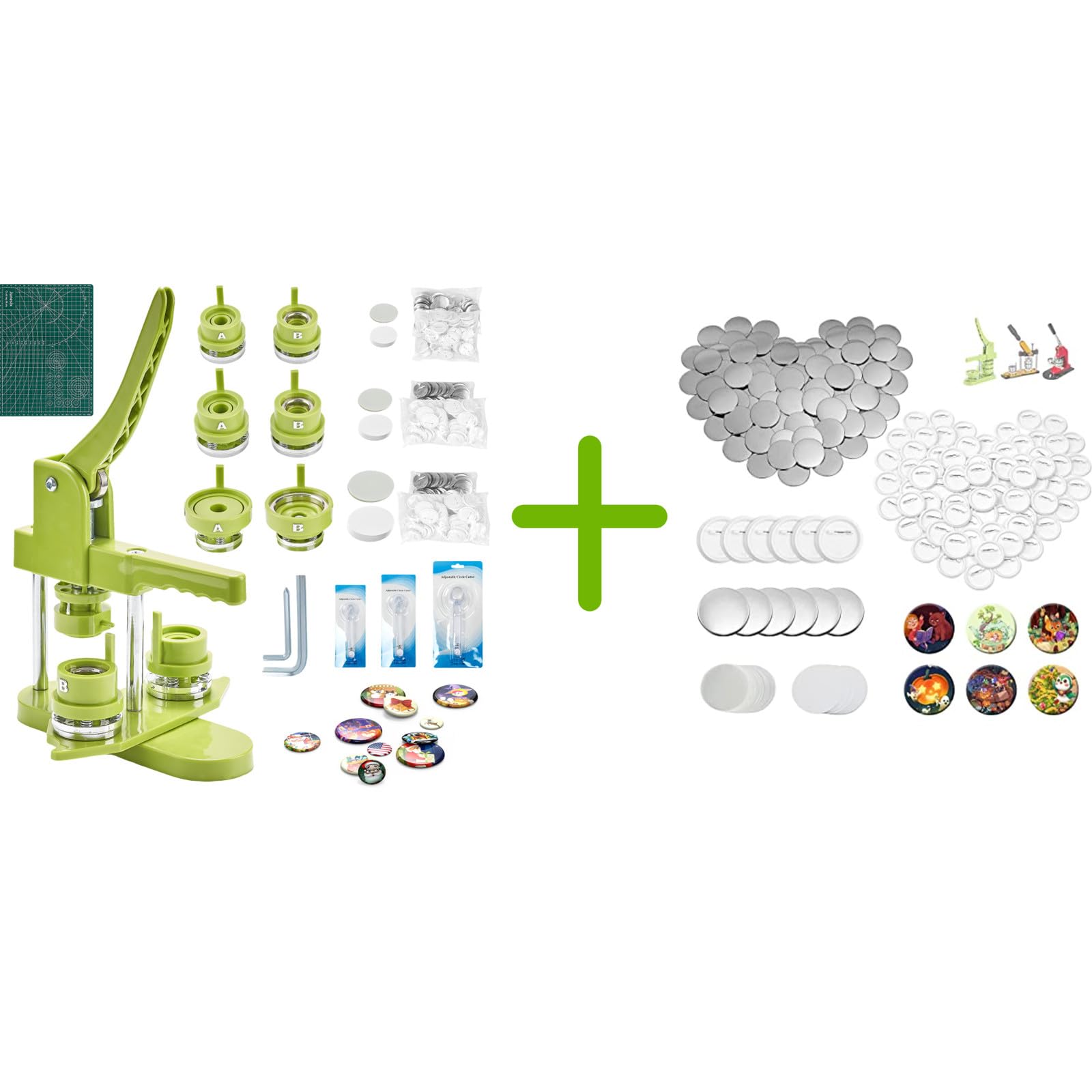 Upgrade Button Maker Machine Multiple Sizes + 58mm Button Making Parts 200 Sets