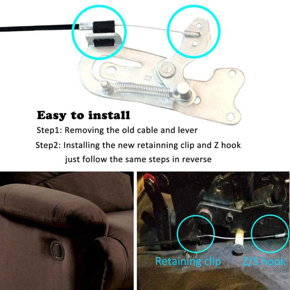 ttmagic Universal Heavy-Duty Metal Sofa Chair Recliner Release Pull Handle Replacement Parts with Cable, Fits Ashley, Lazy Boy and Most Recliner Sofa Brand, Recliner Handle Size 3" x 3.5"