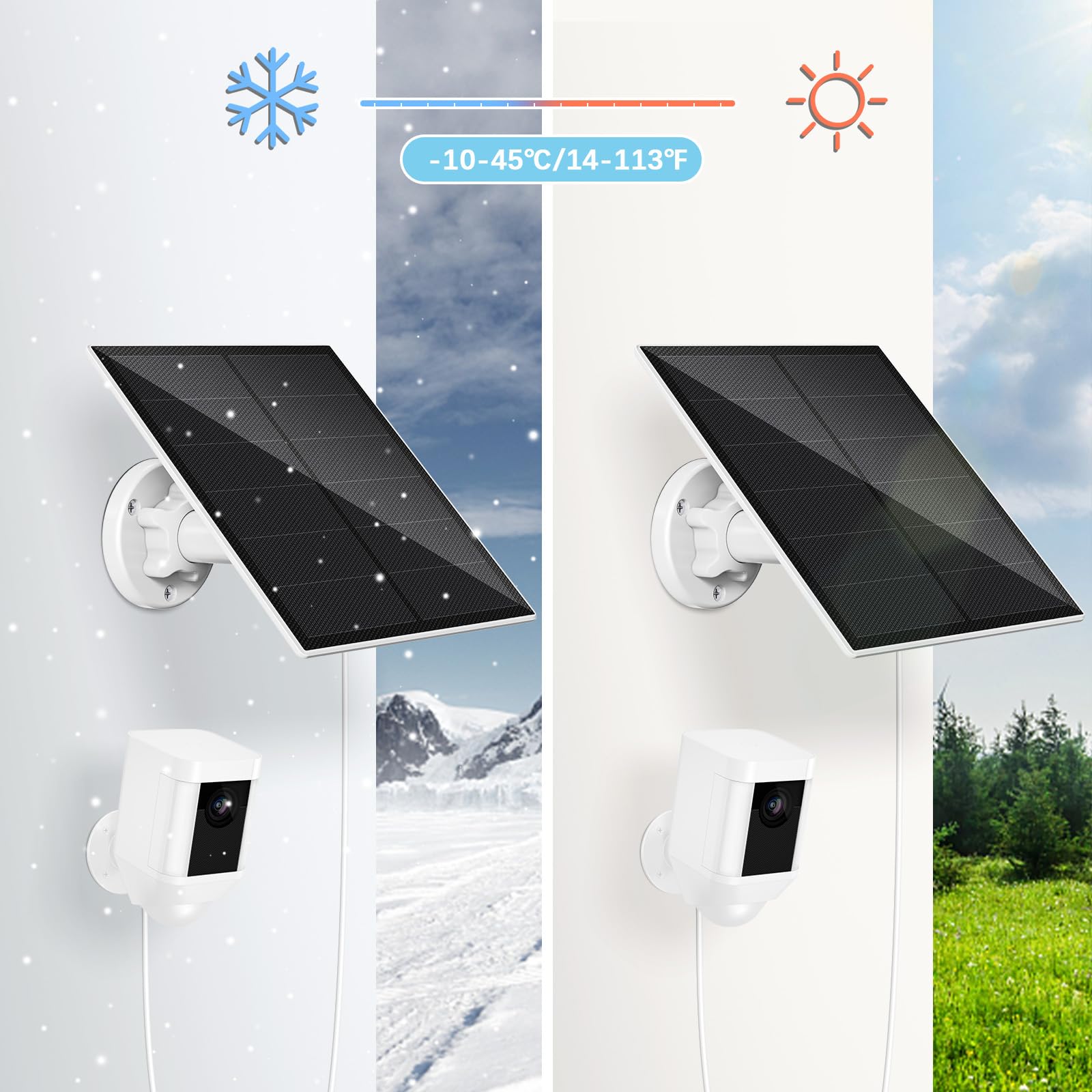 Solar Panel for Ring Camera,5W Ring Solar Panel,Ring Camera Solar Panel Compatible with Ring Spotlight Cam Battery & Ring Stick Up Cam Battery,Ring Stick Up Cam 2nd & 3rd Gen with Barrel Plug (1 Pack)