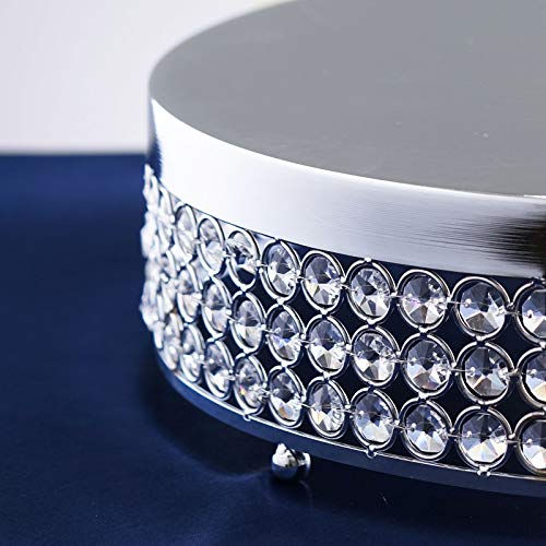 TABLECLOTHSFACTORY Grand Wedding Beaded Crystal Metal Cake Centerpiece Stand Wedding Birthday Party Cake Display Stand - 15.5" Diameter