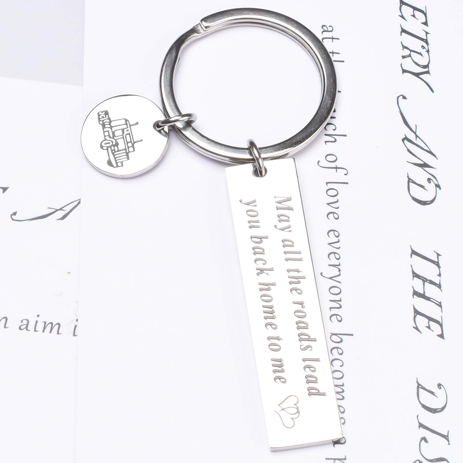 Trucker Husband Long Distance Gift For Semi Truck Driver keychain (truck-KR)