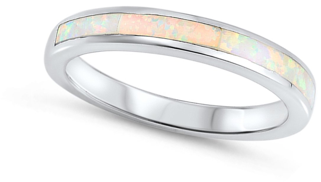 White Simulated Opal Thumb Ring New .925 Sterling Silver Wedding Band Size 10