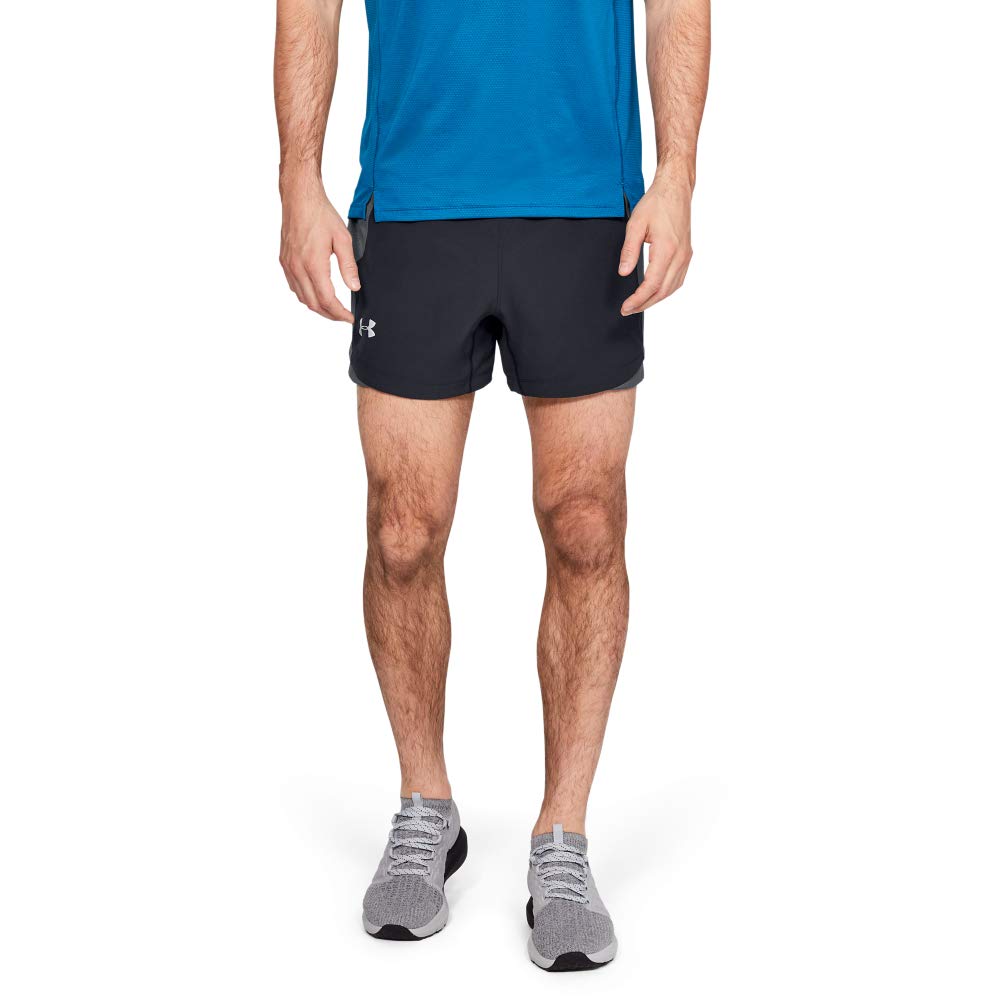 Under Armour Qualifier Speedpocket 5'' Shorts, Black (002)/Reflective, 3X-Large