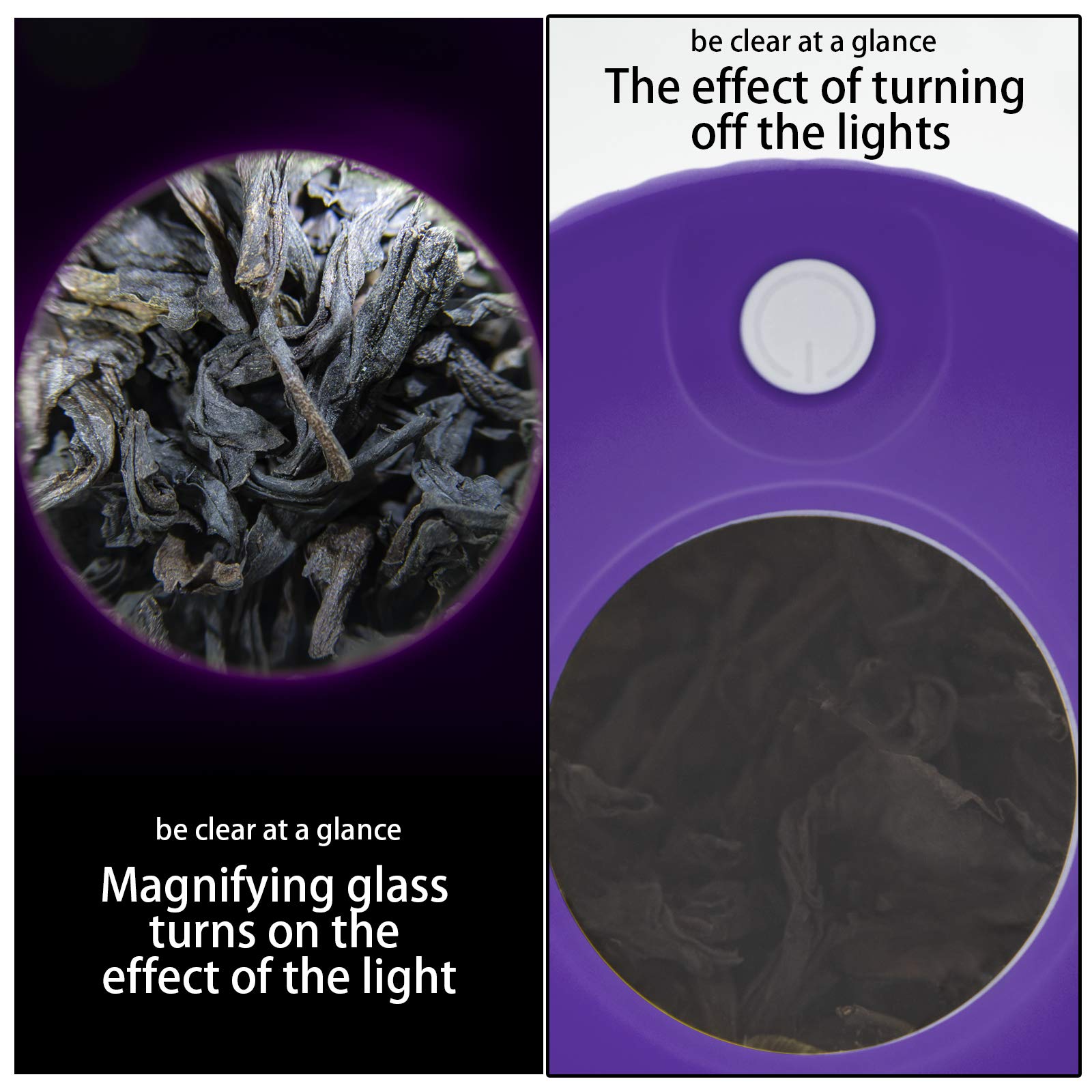 Stash Jar Light-Up LED Glass Air Tight Storage Jars Smell Proof Jar 8 Times Magnifying Viewing Jar,Glow Jar with Grinder,Portable Herb Container 110ml,Keep Foods Dry and Fresh (Purple, No Grinder)