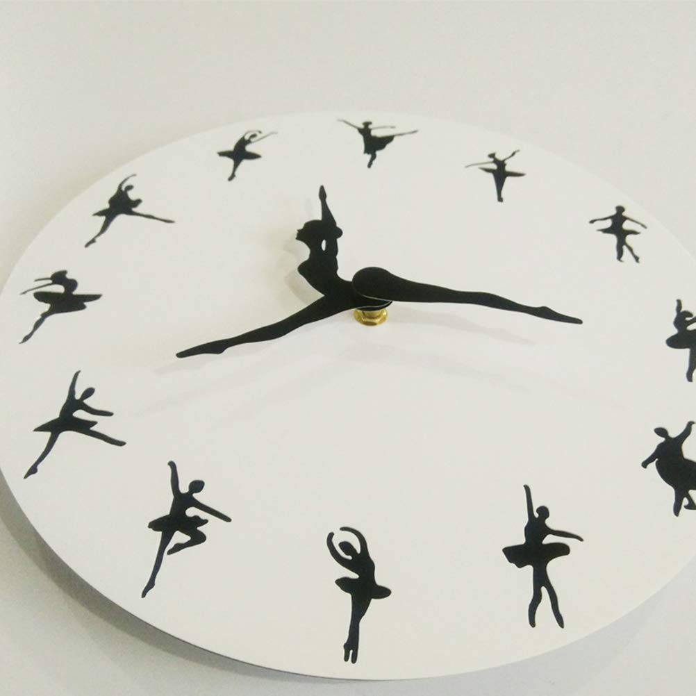VOSAREA 1 Piece Charming Ballerina Wall Clock Large Clock Ballet Dancing Girl Needle Hand Needle Wall Watch Living Room Home Decor