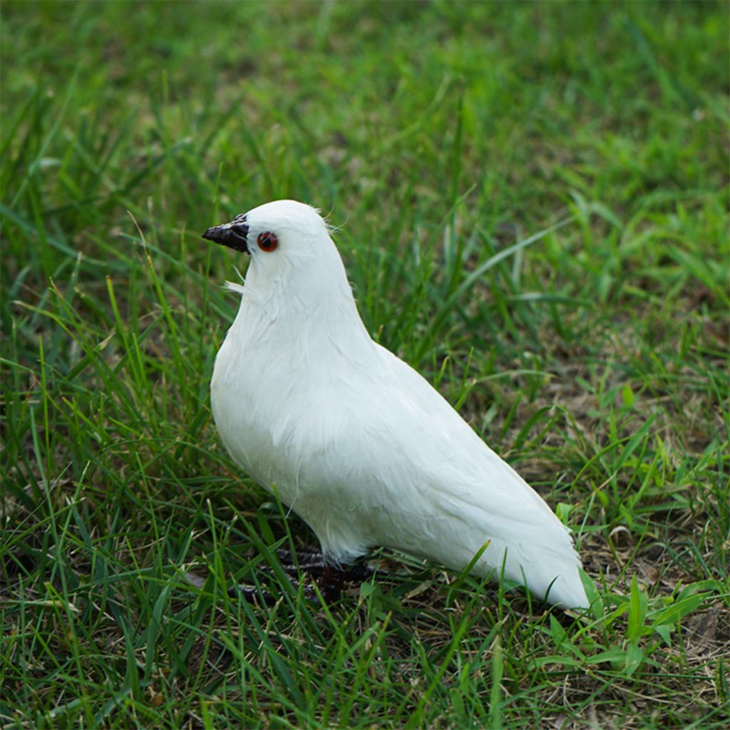 tegongse White Simulation Bird, Artificial Foam Feather Pigeon Ornaments Decorative Fake Doves for Home Garden Wedding Decoration Party