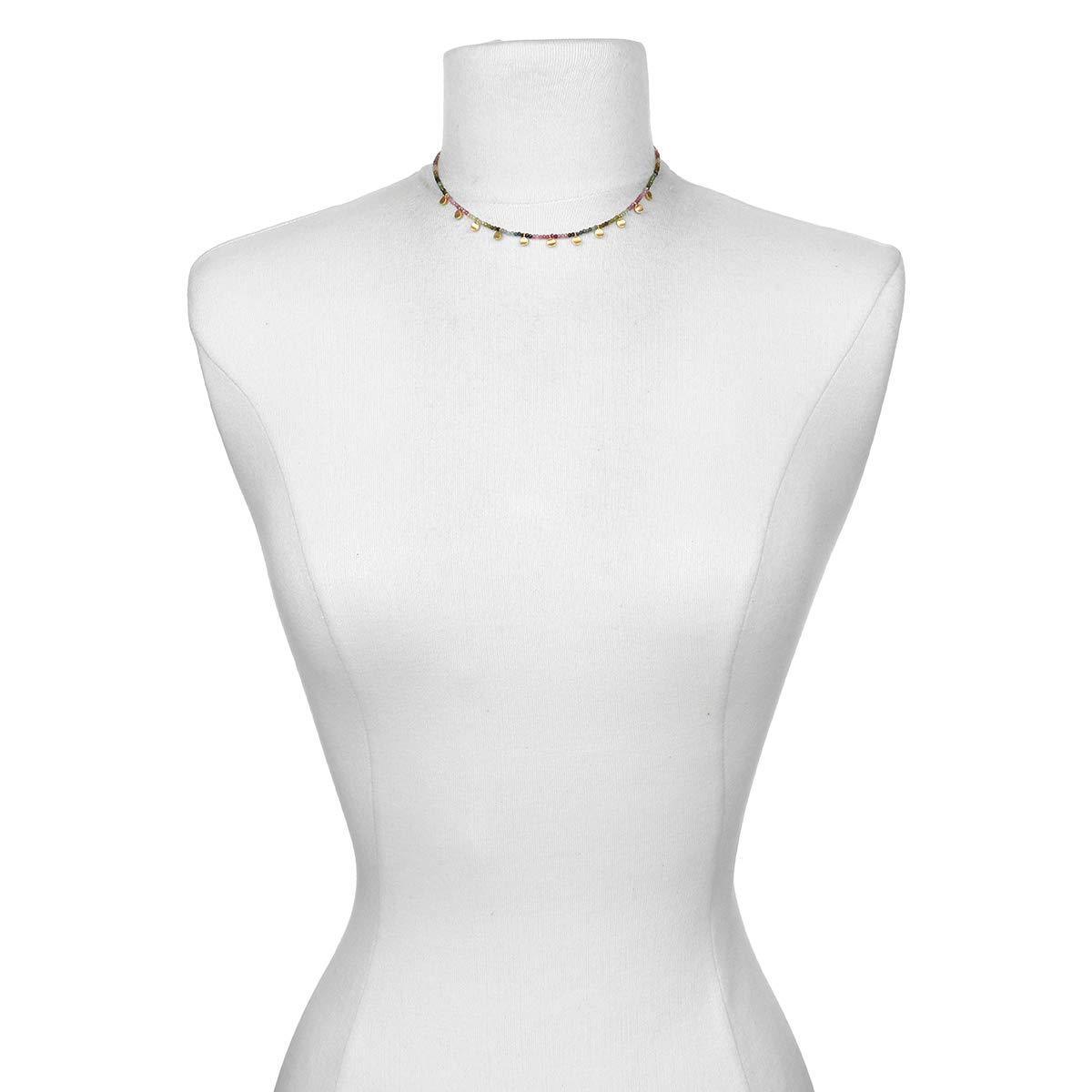 Satya Jewelry Tourmaline womens Gold Moon Choker Necklace 14-Inch +2 Extension, Multi, One Size
