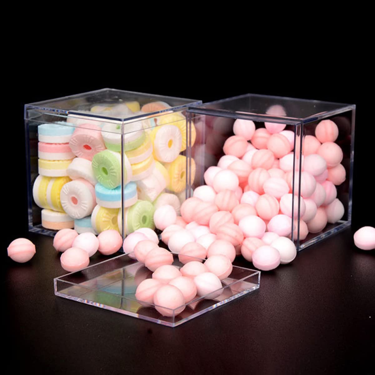 SOLUSTRE 4pcs Boxes Square Storage Box Baby Shower Favors Chocolate Cake Display Dome Square Treat Mini Gift Bags Acrylic Storage Containers Cupcake Containers Bride Biscuit Box Movable