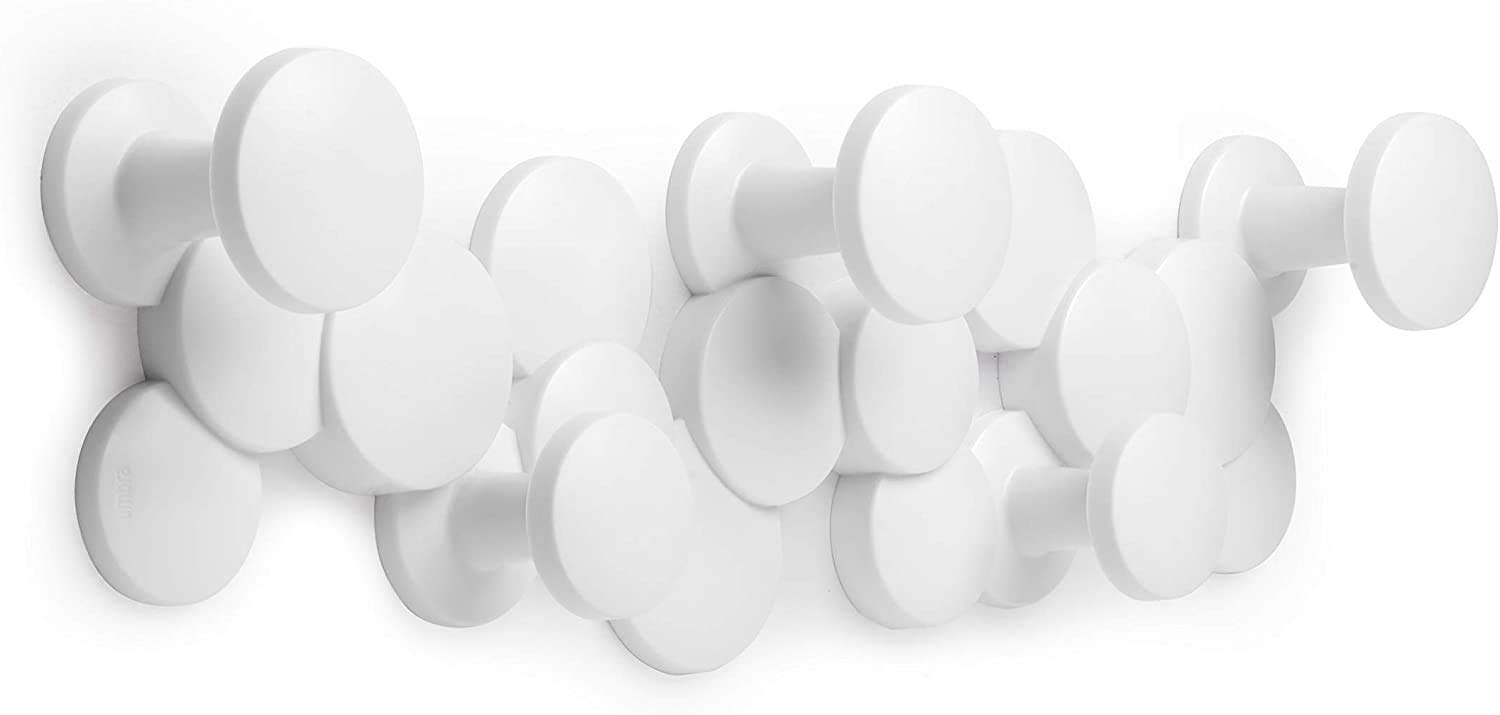 Umbra Bubble Multi Modern, Decorative, Space-Saving Coat Hanger 5 Hooks for Hanging Accessories, Etc. -Won’t Snag Clothes, White