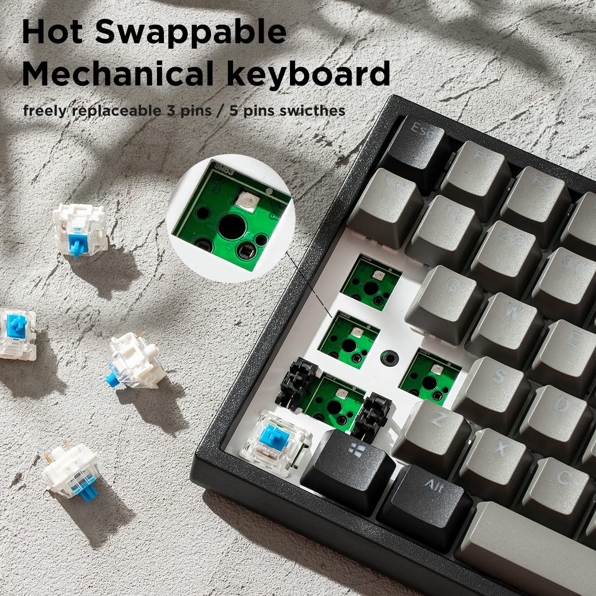 YUNZII KC84 84 Keys Hot Swappable Wired Mechanical Keyboard with PBT Dye-subbed Keycaps, Programmable, RGB,NKRO,Type-C Cable for Win/Mac/Gaming/Typist (Gateron Brown Switch, Black)