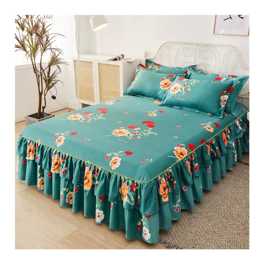 ROLTIN 3 Pcs Bed Sheets Beding Mattresses Cover Fitted Sheet Bedspreads Skirt Queen Size Full Double Fitted (Color : F, Size : 200x220cm Code) (A 200x220cm Code)