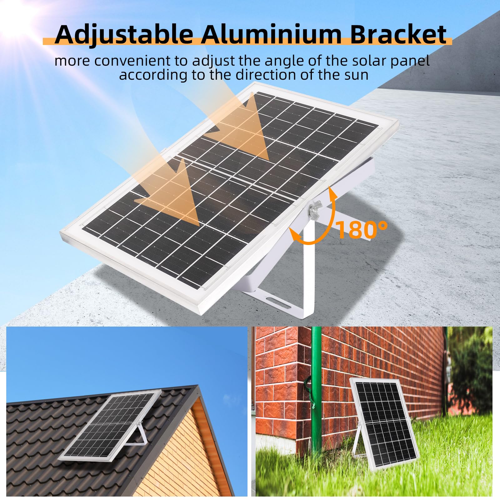 Solar Powered Fan,IUZEAI 20W Solar Panel with Bracket 8" Solar Fan with Longer 16.4ft Wire Waterproof Strong Airflow with Assembly Accessories Solar Fans for Outside,Warehouse, Shed, Kitchen, Attic