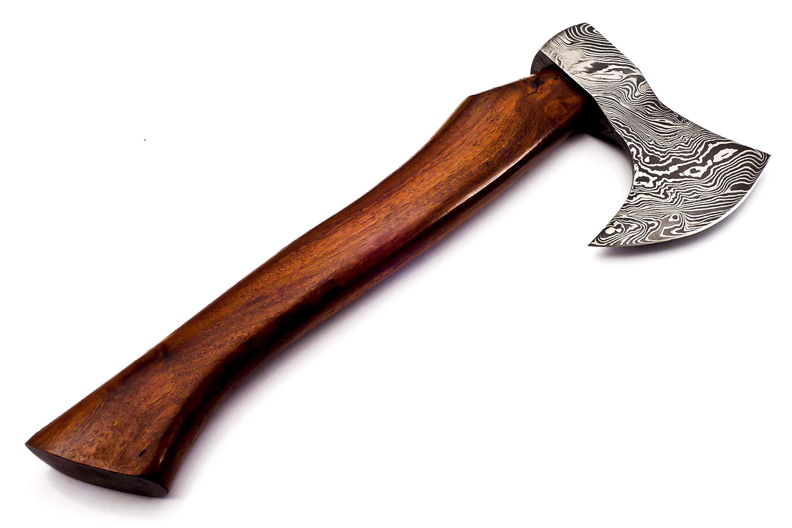 Skokie Knives Custom Damascus Steel Axes Hatchet Head Rose Wood Handle -Handmade Premium Quality Edge Fixed Blade – For Multipurpose–Ideal for Survival Hunting Camping Hiking Outdoor Every Day Carry