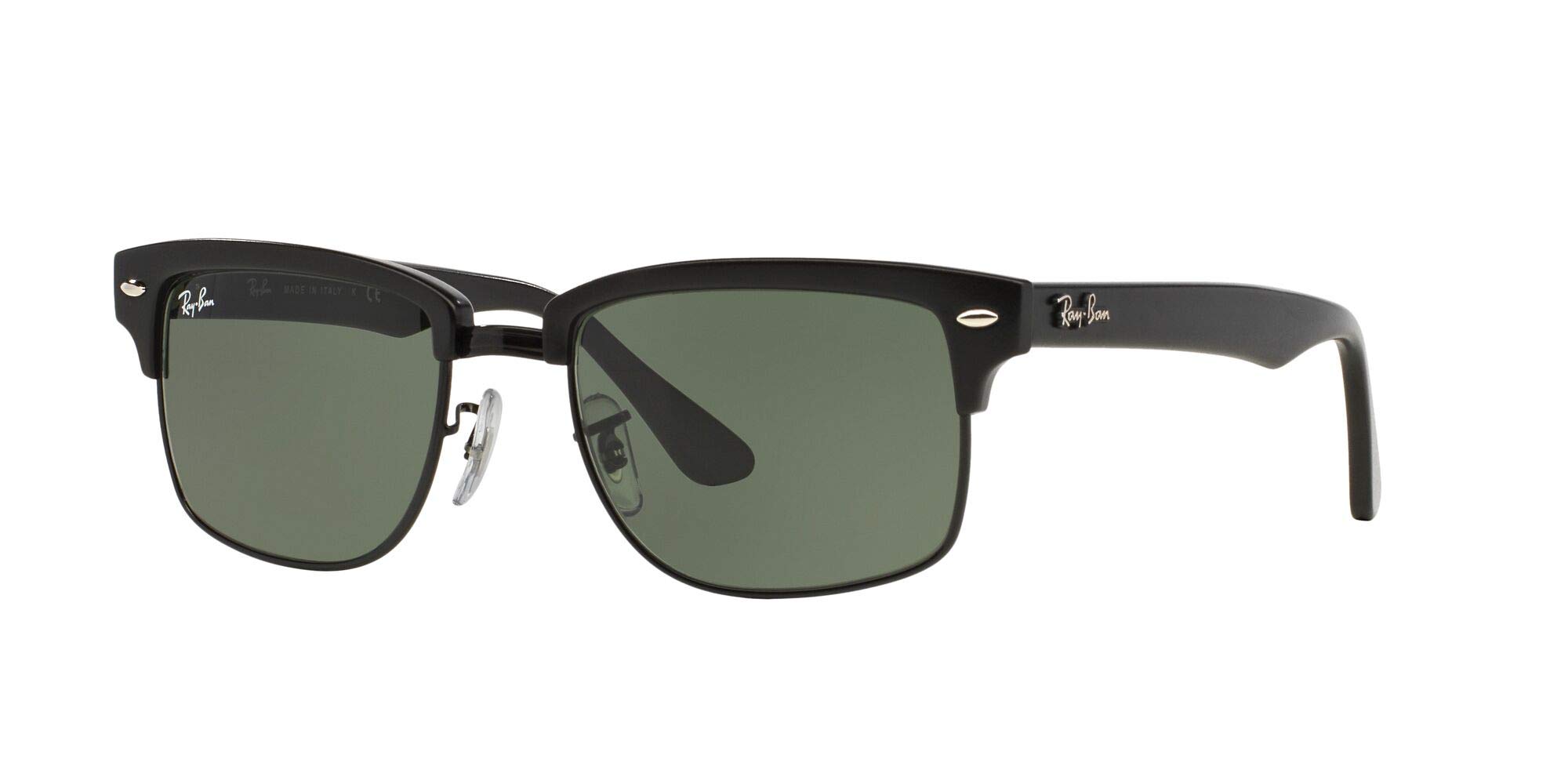 Ray-Ban RB4190 Clubmaster Square Sunglasses, Demigloss Black/Black/CRYstal Green, 50 mm