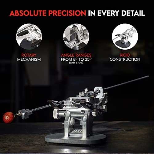 TSPROF Knife Sharpener - 'Blitz Base' |Precision Knife Sharpener System | 100% Steel and Ultra Strong Aluminum 7075-T6 Alloy | for All Types of Knives |