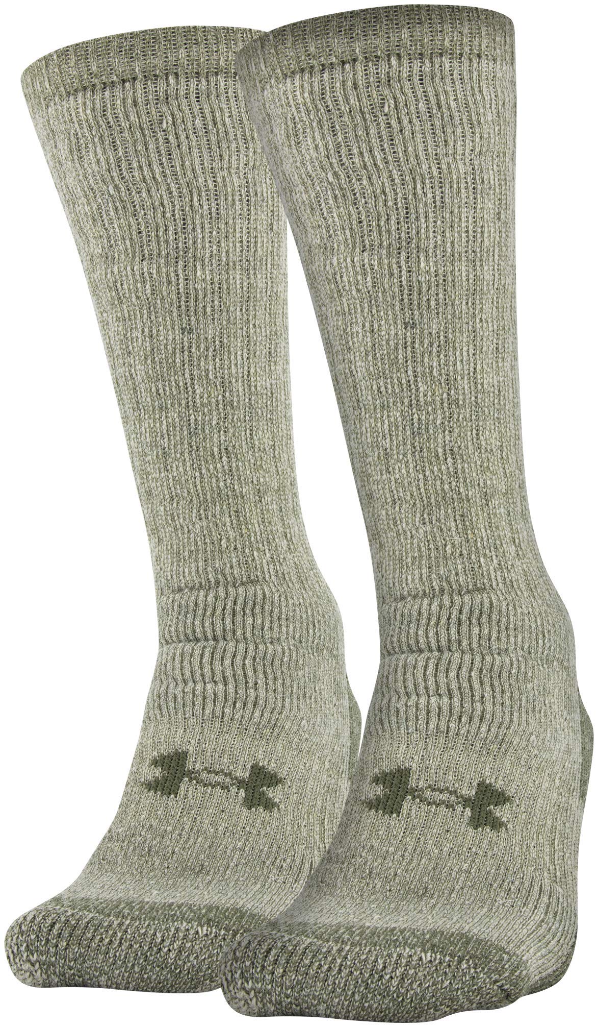 Under Armour Adult Hitch Coldgear Boot Socks, 2-Pairs , Khaki Base/Marine Od Green , Large