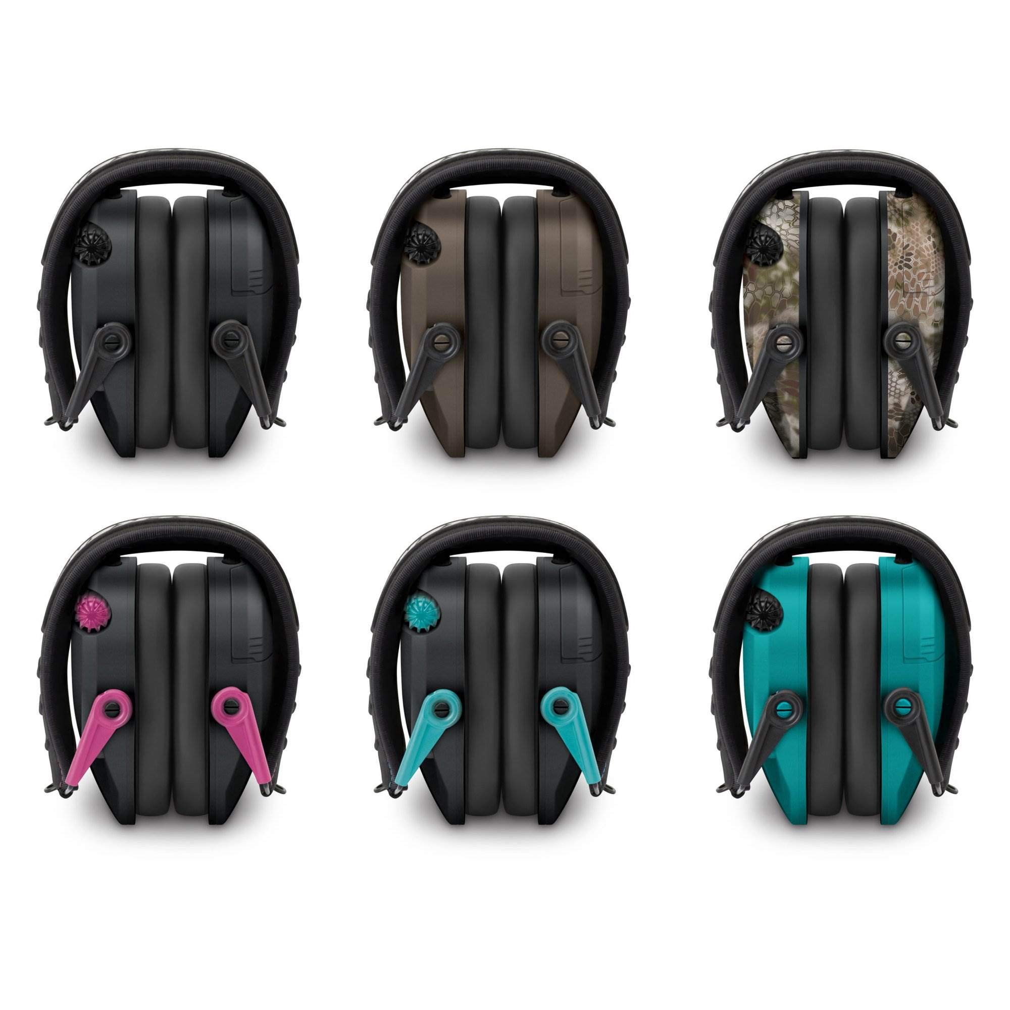 Walker's Razor Series Protection Slim Shooter Folding Earmuffs with 2 Omnidirectional Microphones and Full Range HD Speakers, Carbon (2 Pack)