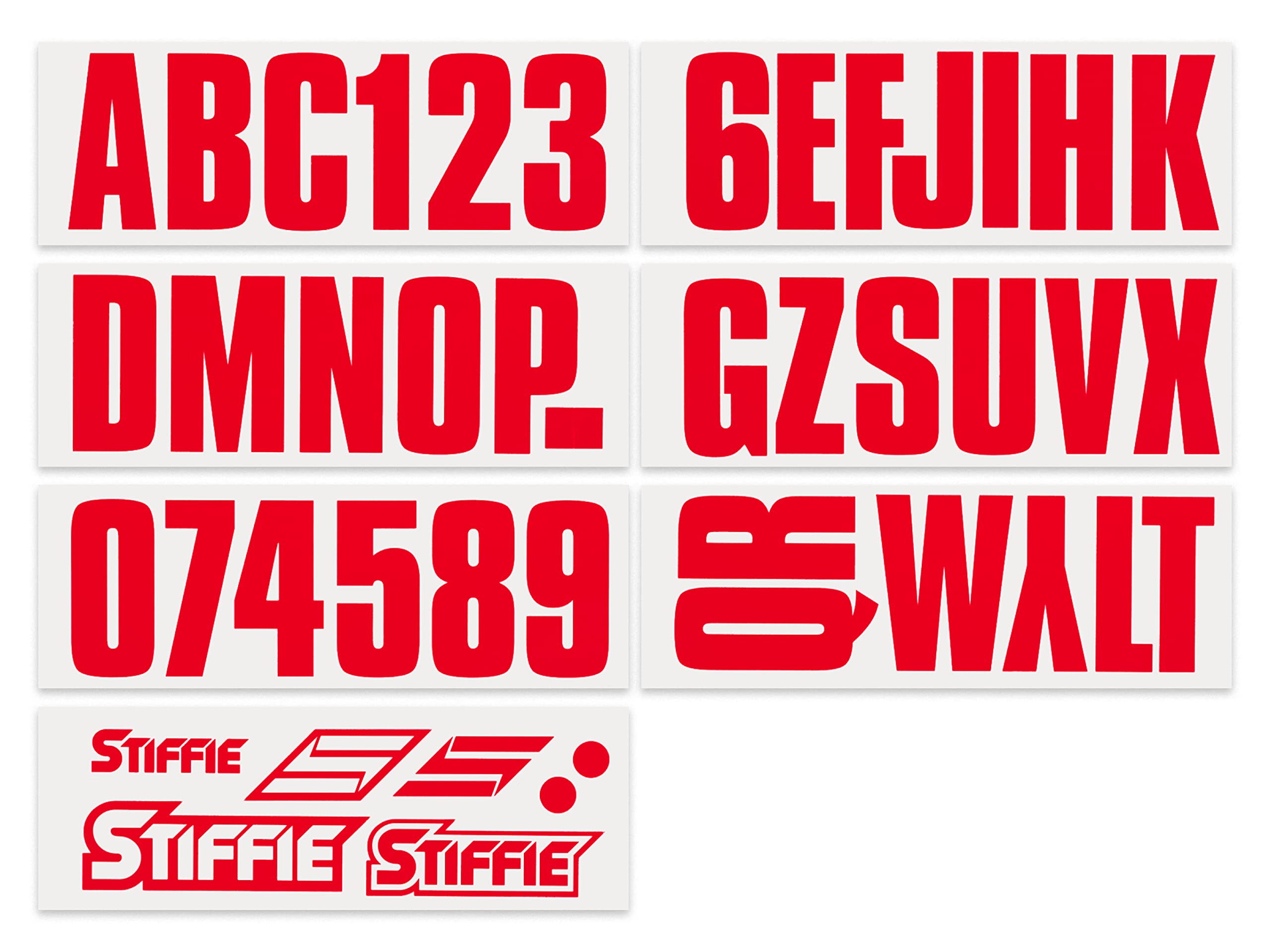STIFFIE Uniline Lava SUPER STICKY 3" Alpha Numeric Registration Identification Numbers Stickers Decals for Sea-Doo SPARK TRIXX, Inflatable Boats, RIBs, Hypalon/PVC, PWC and Boats.