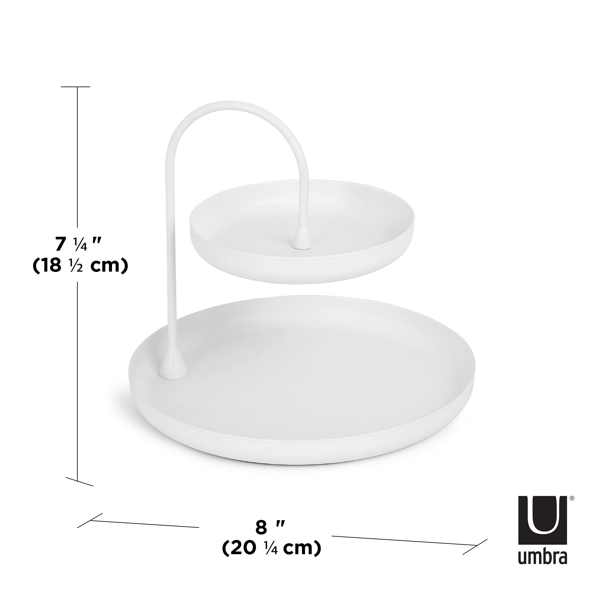 Umbra Poise Large, Double, Attractive Storage You Can Leave Out, Two-Tiered Jewelry Tray, Accessory Holder, White