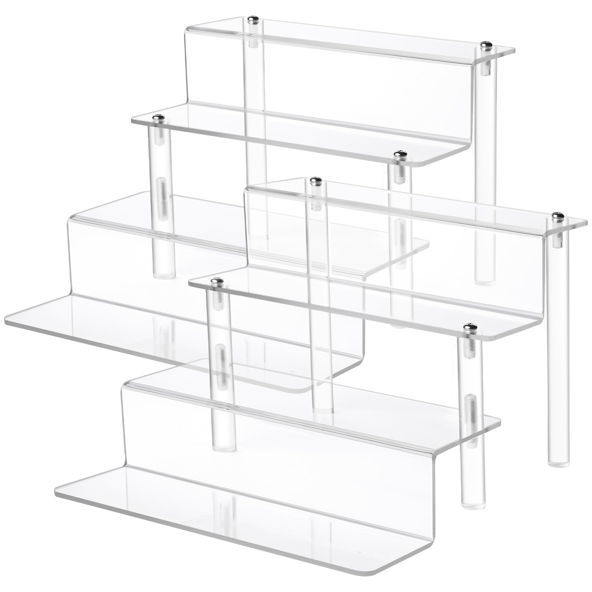 upsimples Acrylic Riser Display Shelf, 2 pack 4 Tier Perfume Organizer & Decoration, 12x9 in Makeup Organizer, Clear Display Stand for Funko Pop & Collection, Cupcake Holder, Cologne Stand