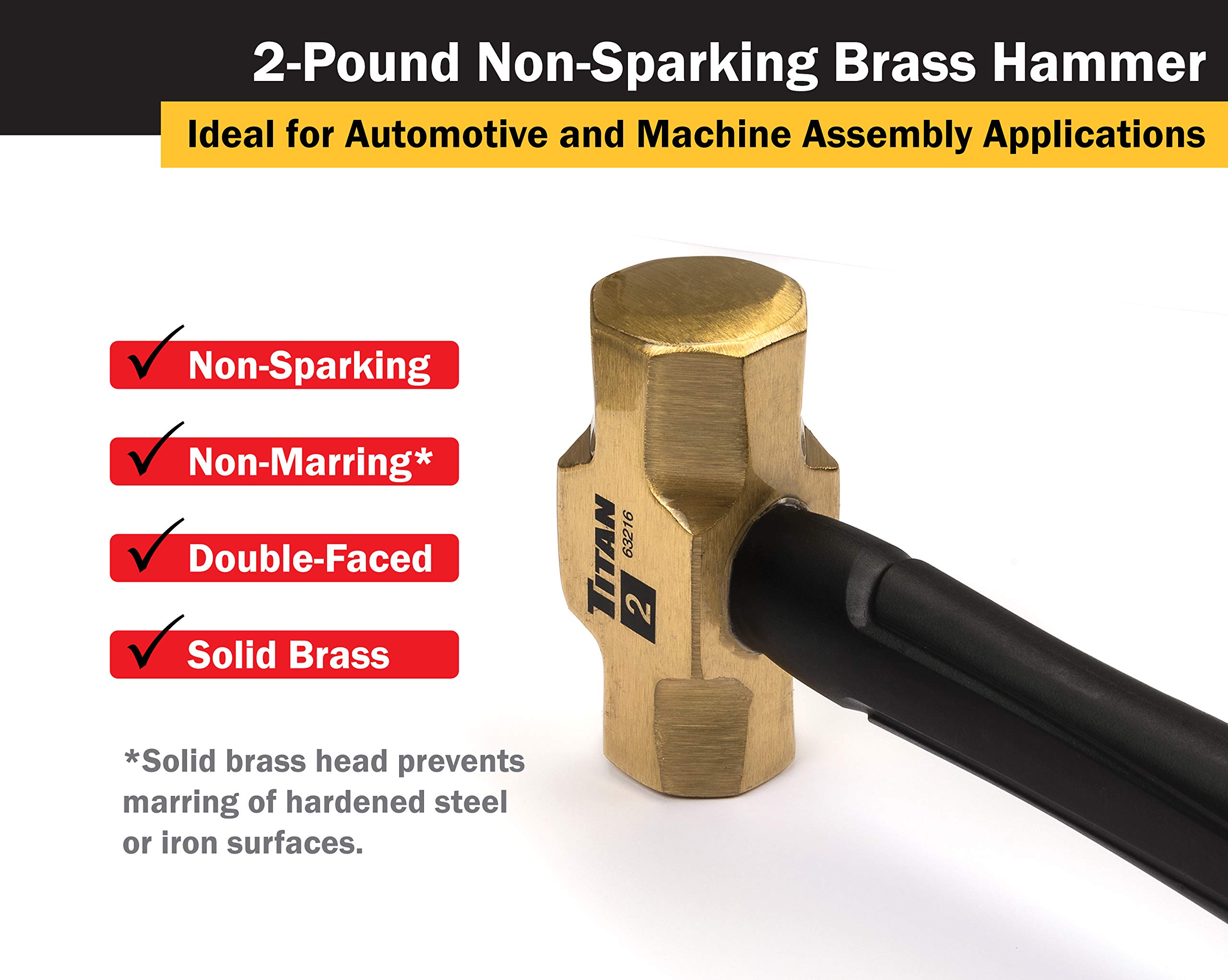 Titan - 2 Lb. Brass Non-Sparking Hammer (63216)