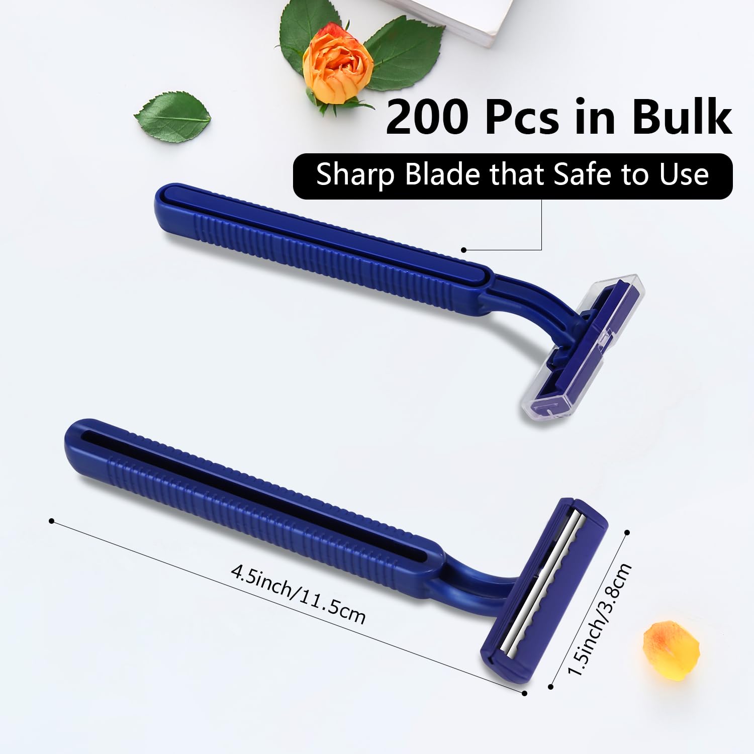 Urbaba Disposable Razors Bulk 200 Pieces, Single Use Razors for Men Shaving, 2 Stainless Steel Blades Disposable Razors for Sensitive Skin