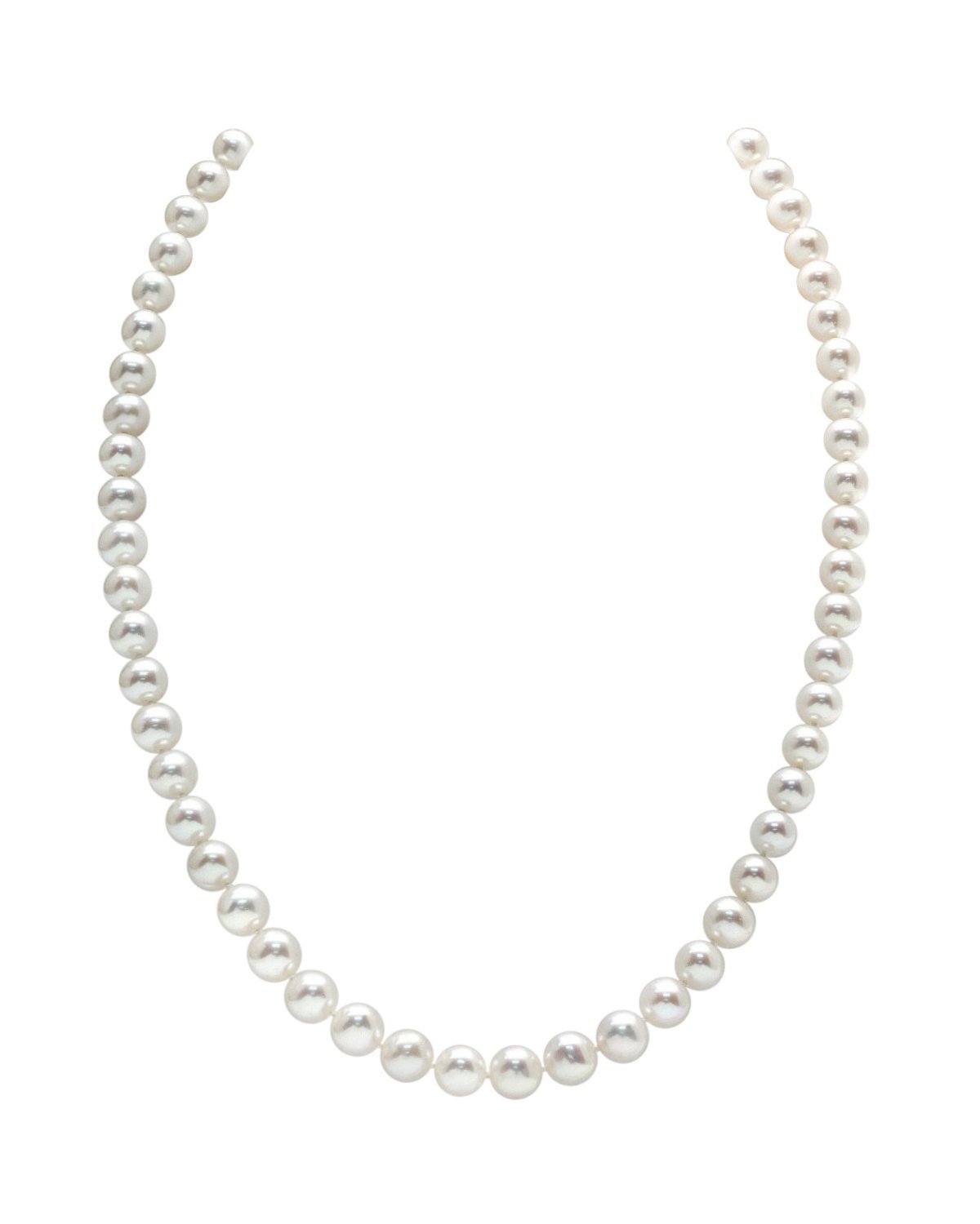 The Pearl Source 14K Gold 6.5-7.0mm AAAA Quality Round White Freshwater Cultured Pearl Necklace for Women in 16" Choker Length