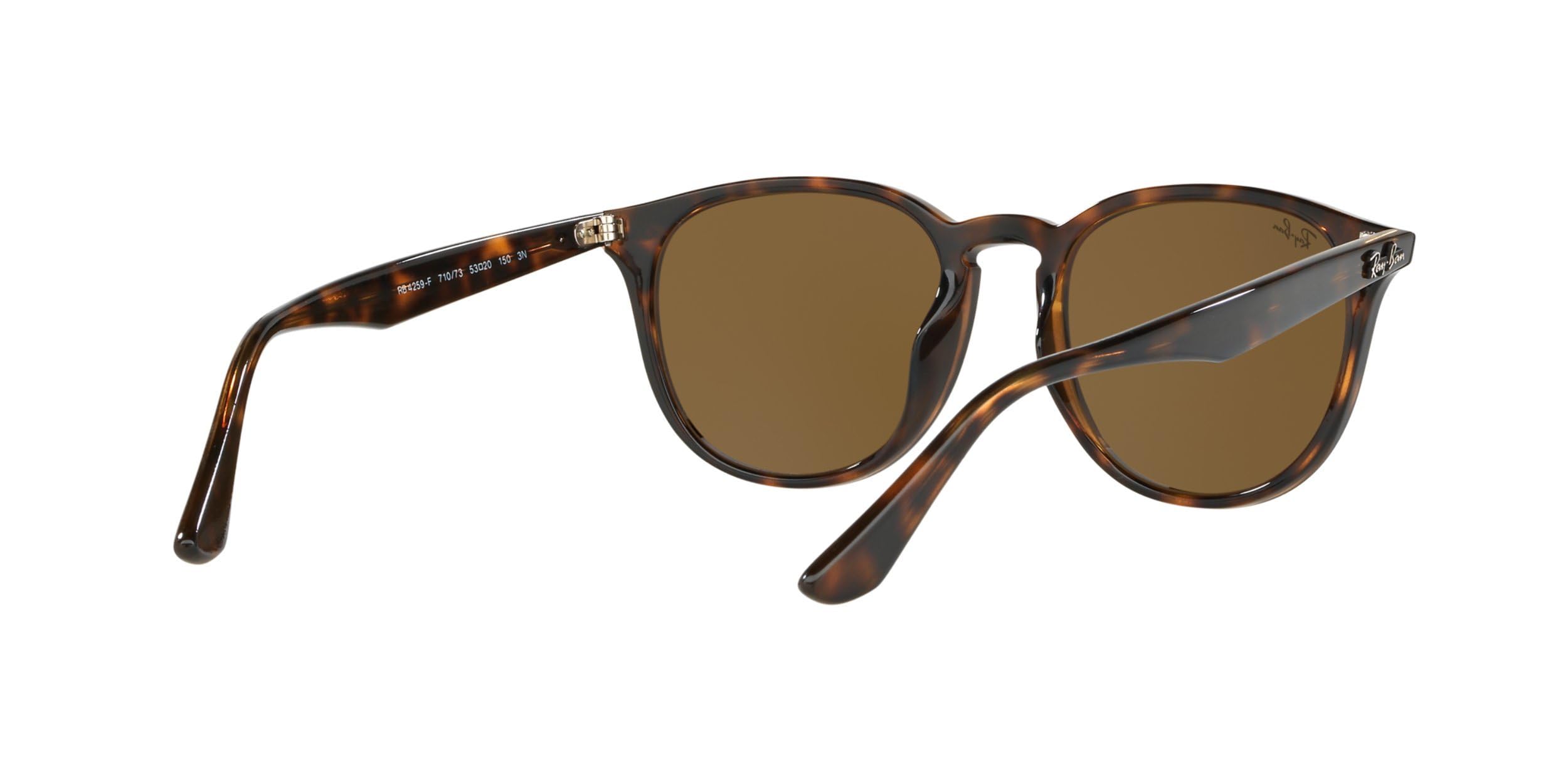 Ray-Ban RB4259F Low Bridge Fit Round Sunglasses, Light Havana/Dark Brown, 53 mm