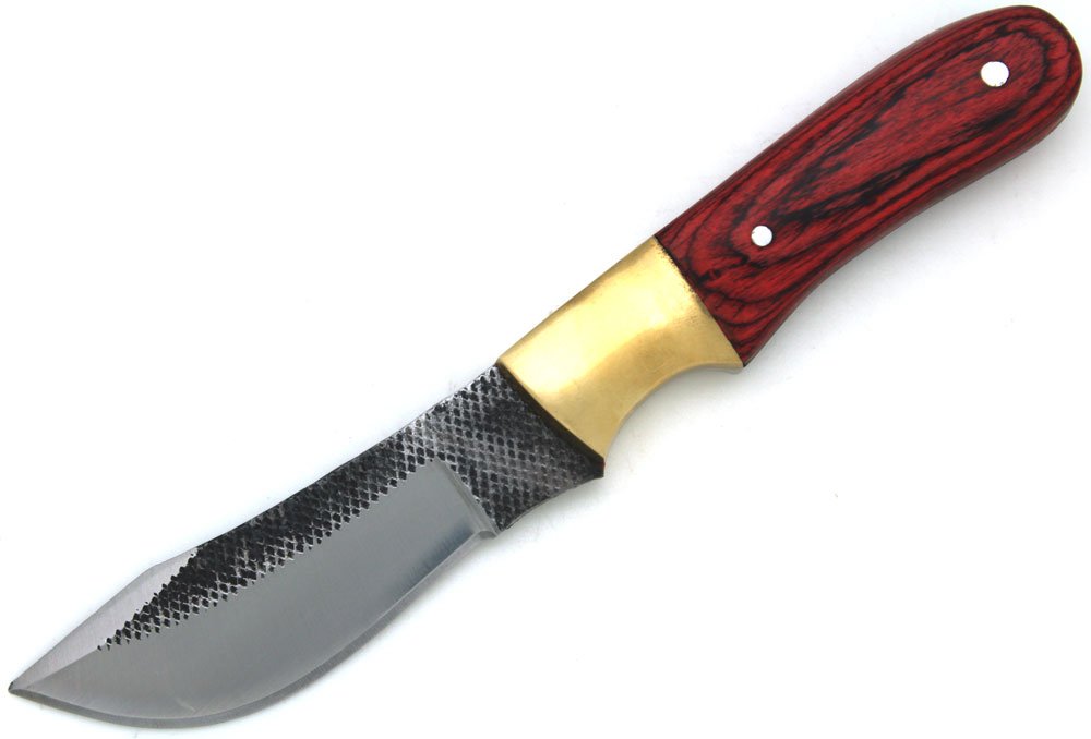 Wild Turkey Handmade Full Tang Real File Hunting Knife w/Leather Sheath Outdoors Hunting Camping Fishing Outdoors (SM-25)