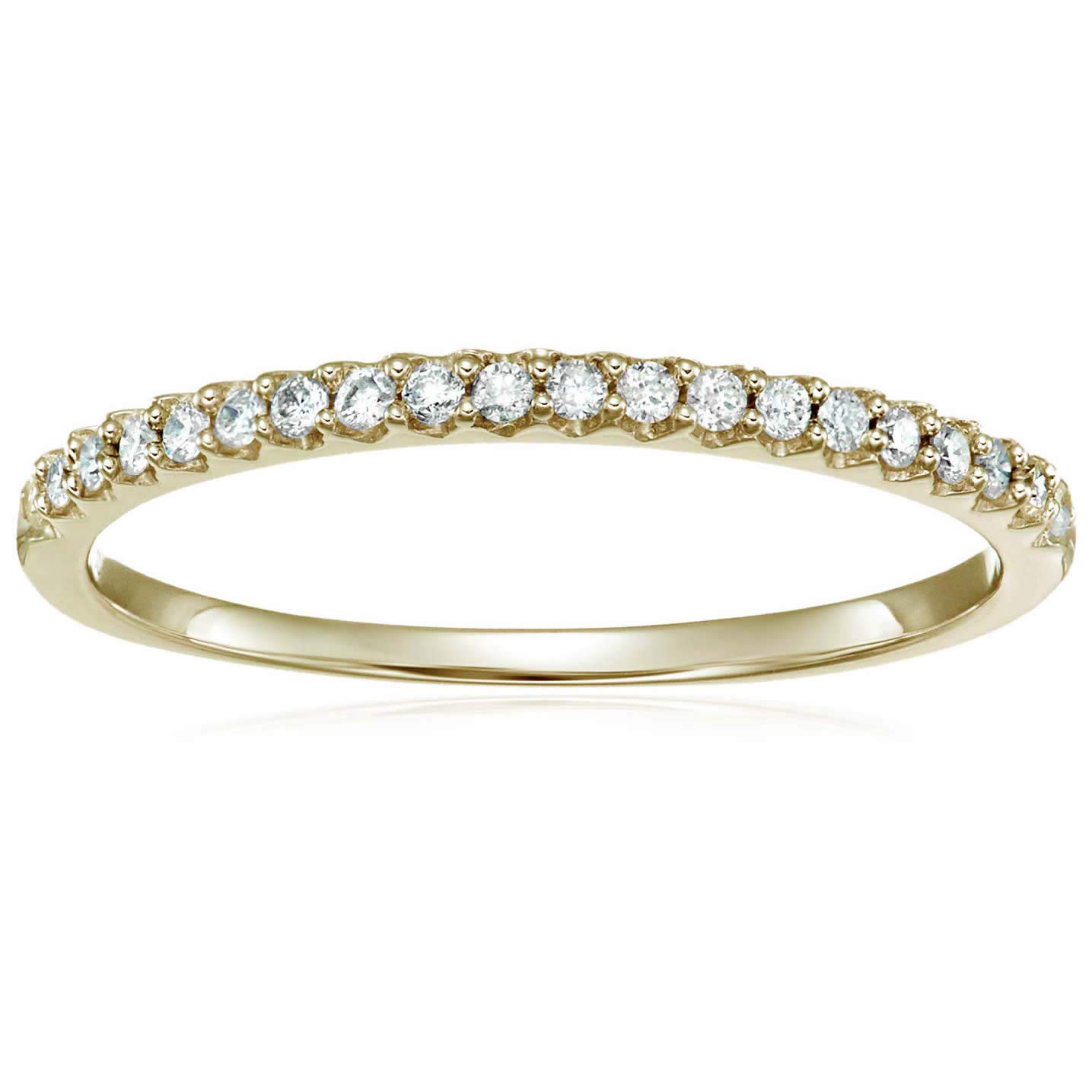 Vir Jewels 1/6 cttw Micro Pave Diamond Wedding Band for Women in 10K Yellow Gold Prong Set, Size 7.5
