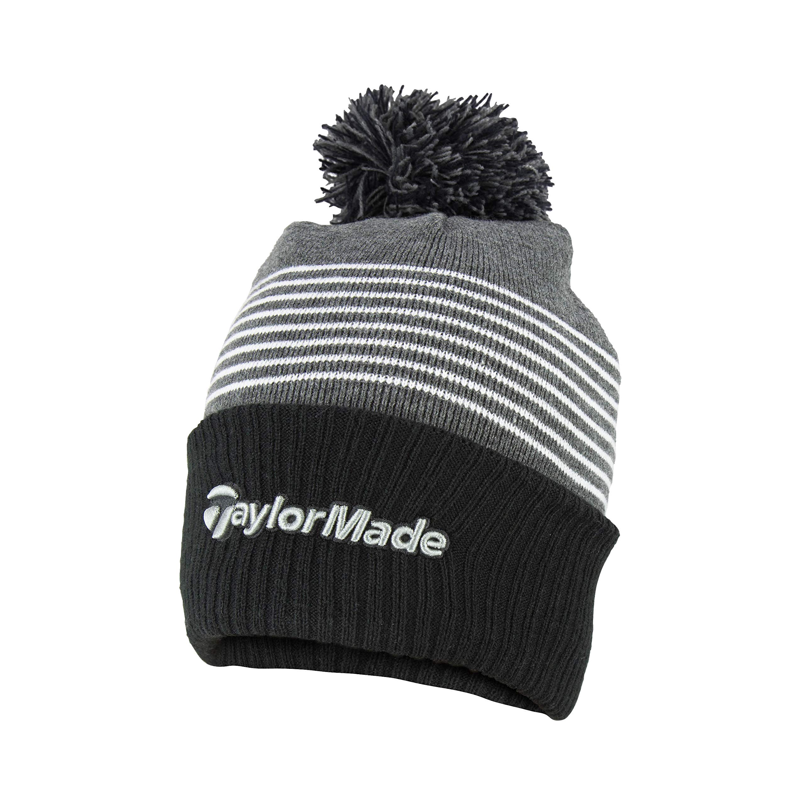 TaylorMade Bobble Beanie, Black Grey White, One Size