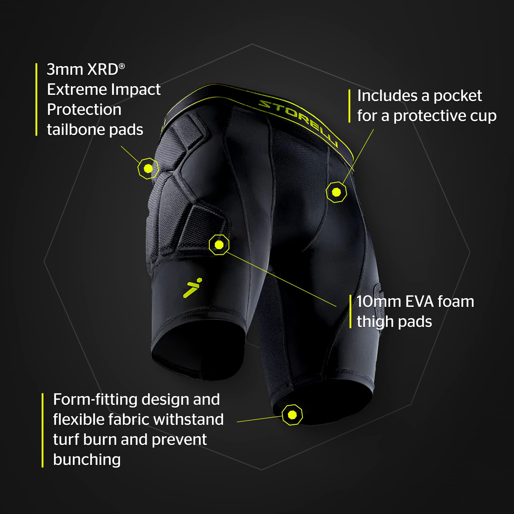 Storelli BodyShield Unisex Goalkeeper Sliders 2.0, High-Impact Protection, Sweat-Wicking, UV-Resistant Athletic Undershorts for Soccer & Heavy-Duty Sports | Black | Medium